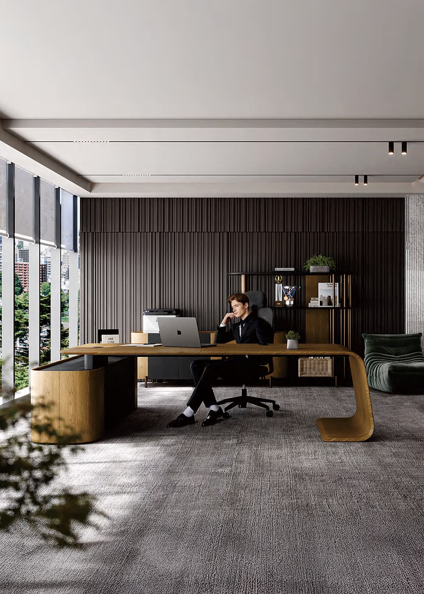 Lume Luxury Executive Office Desk with Integrated Storage