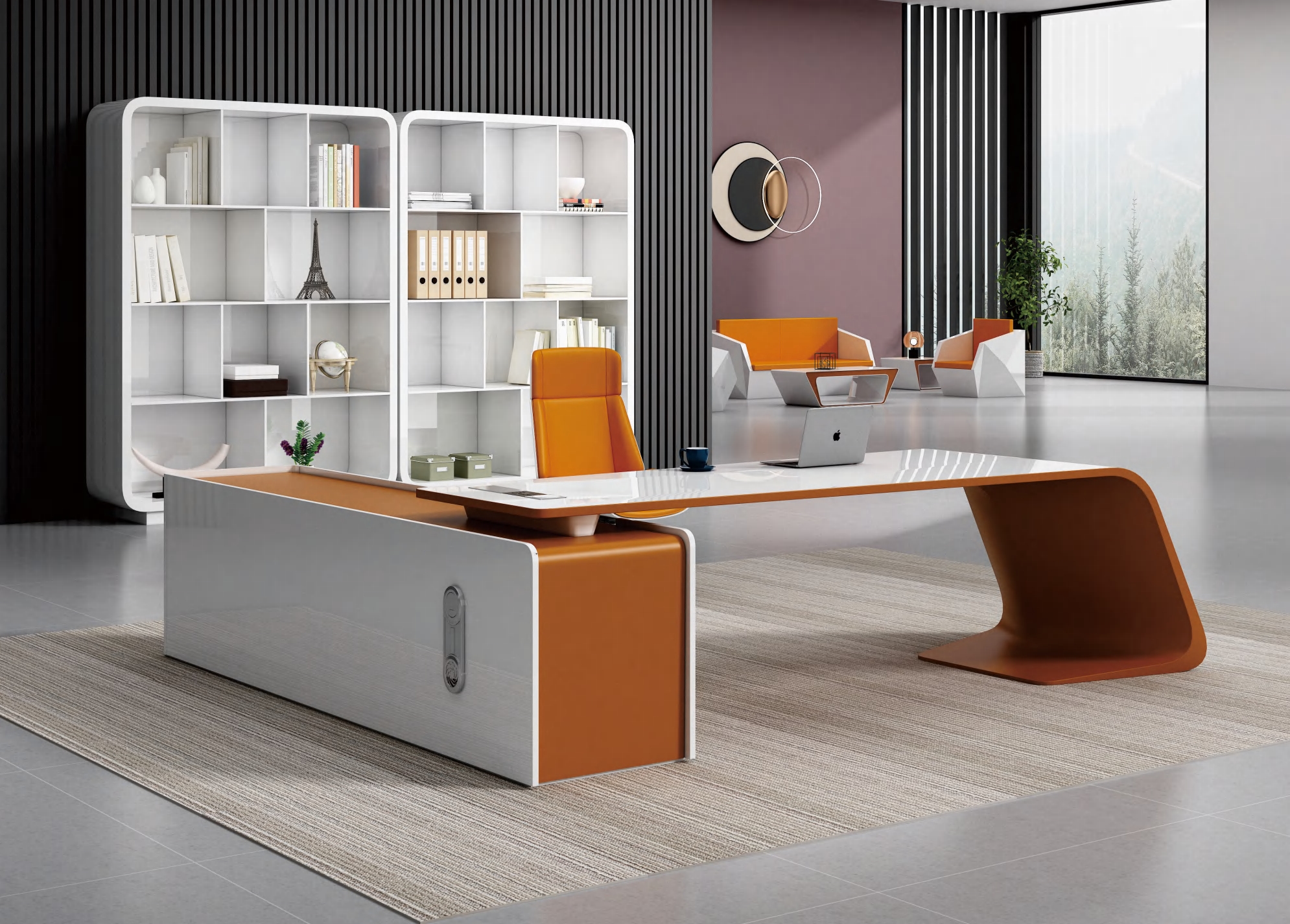 Sage Series Luxury Modern CEO Desk with Iconic Curved Design
