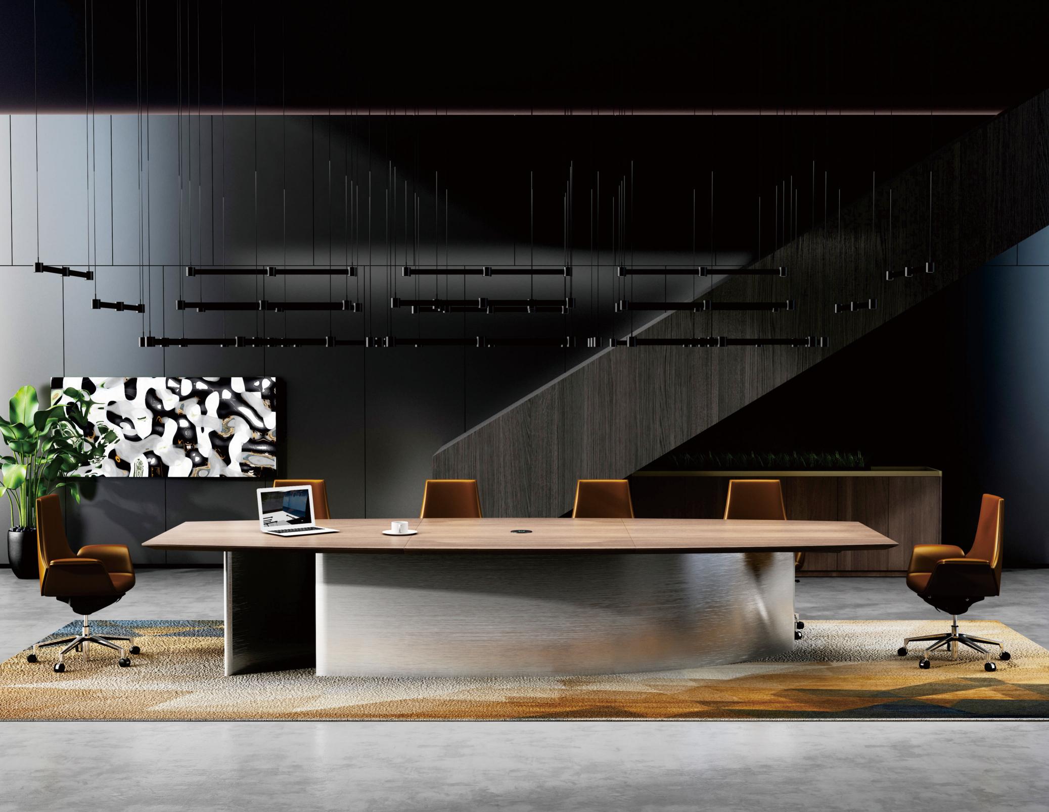 Vark Modern Conference Table with Curved Metal Base