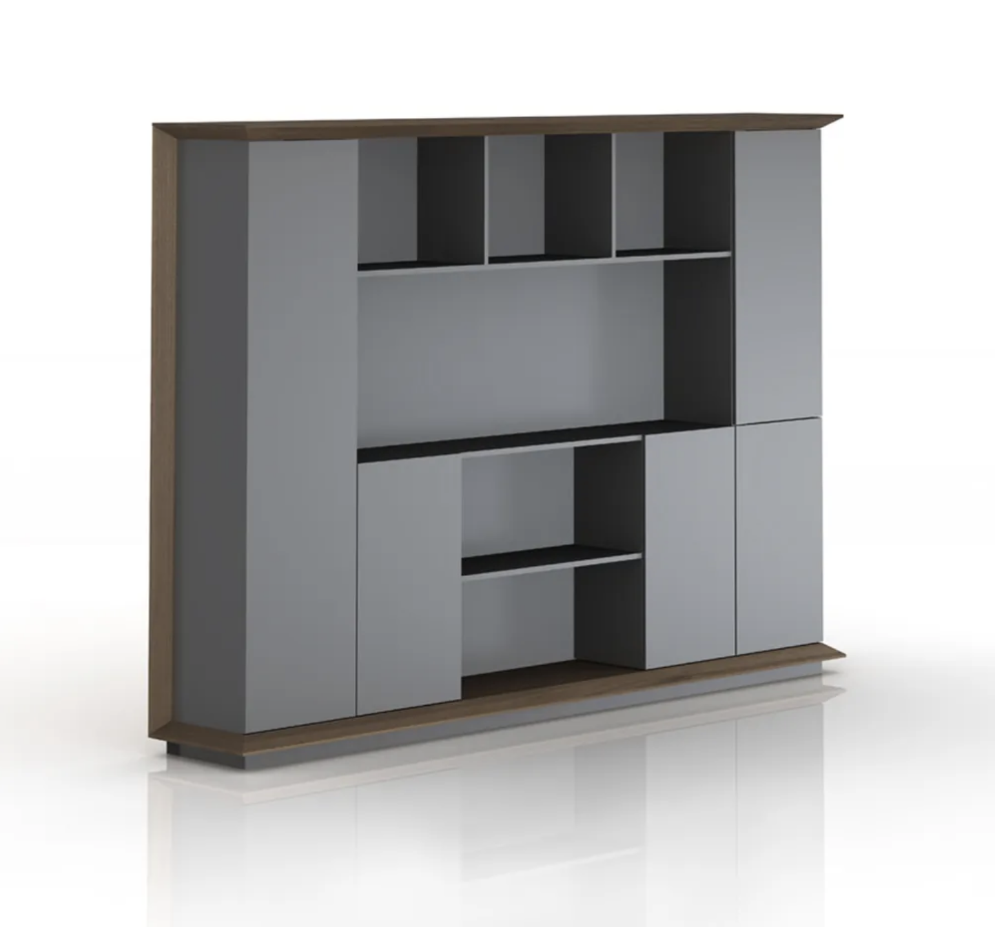 Renza Modern Office Storage Cabinet with Open & Closed Shelves